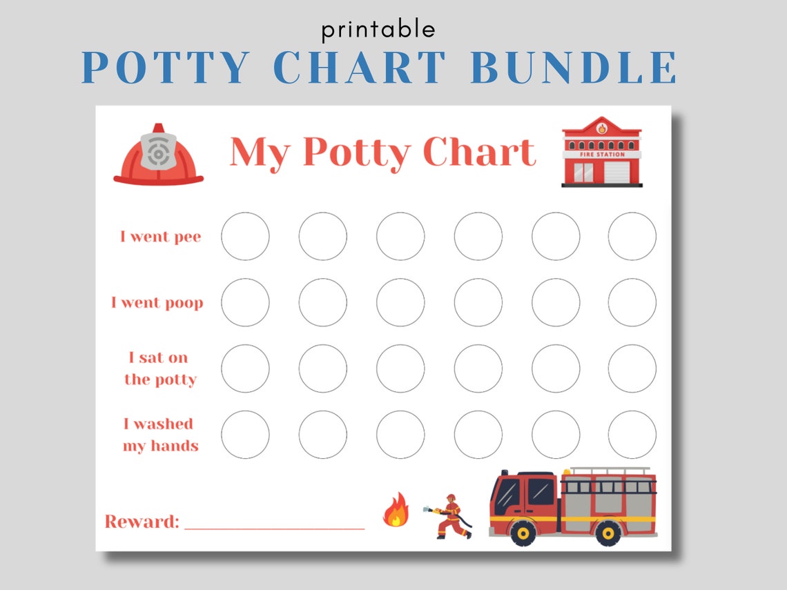 Potty Training Chart Boys, Potty Charts Bundle, Potty Chart Printable ...