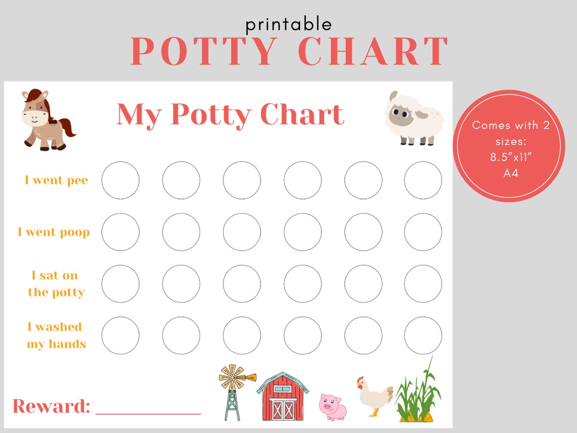 Potty Training Chart, Farm Animal Potty Charts, Potty Training Sticker ...