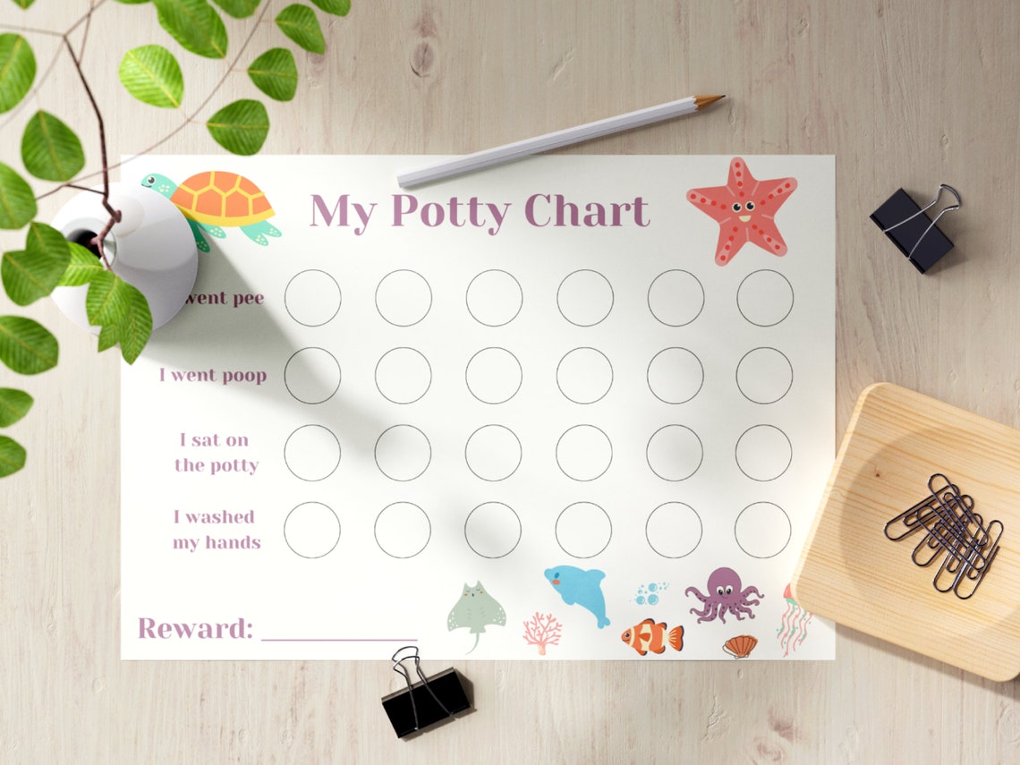 Potty Training Chart, Ocean Animal Potty Charts, Potty Training Sticker ...