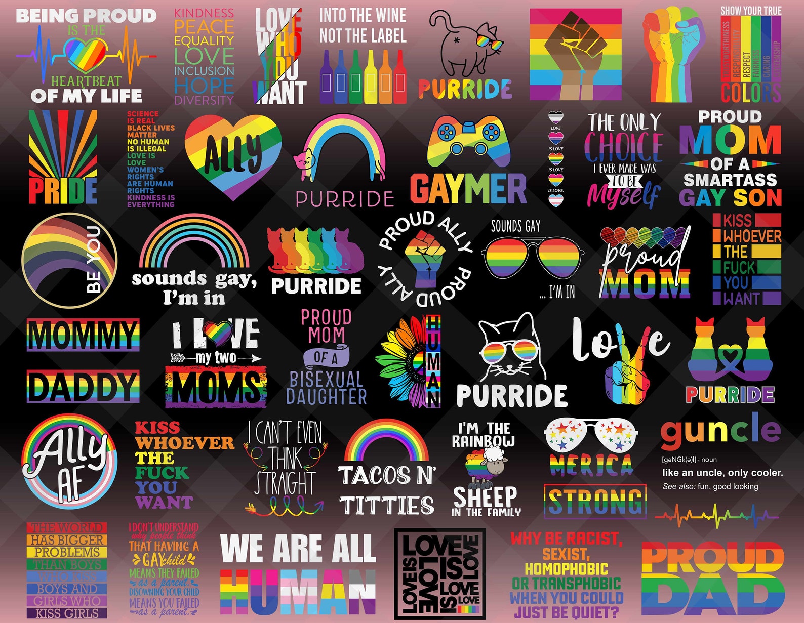 110+ Designs LGBT Bundle, Png Bundle, Pride Month LGBT Design, Say Gay ...