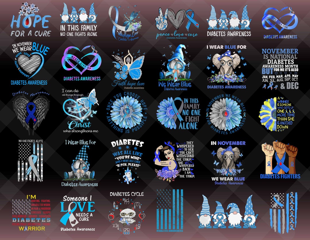 80+ Diabetes Awareness Designs Bundle Png, Diabetes Png, Blue Ribbon ...