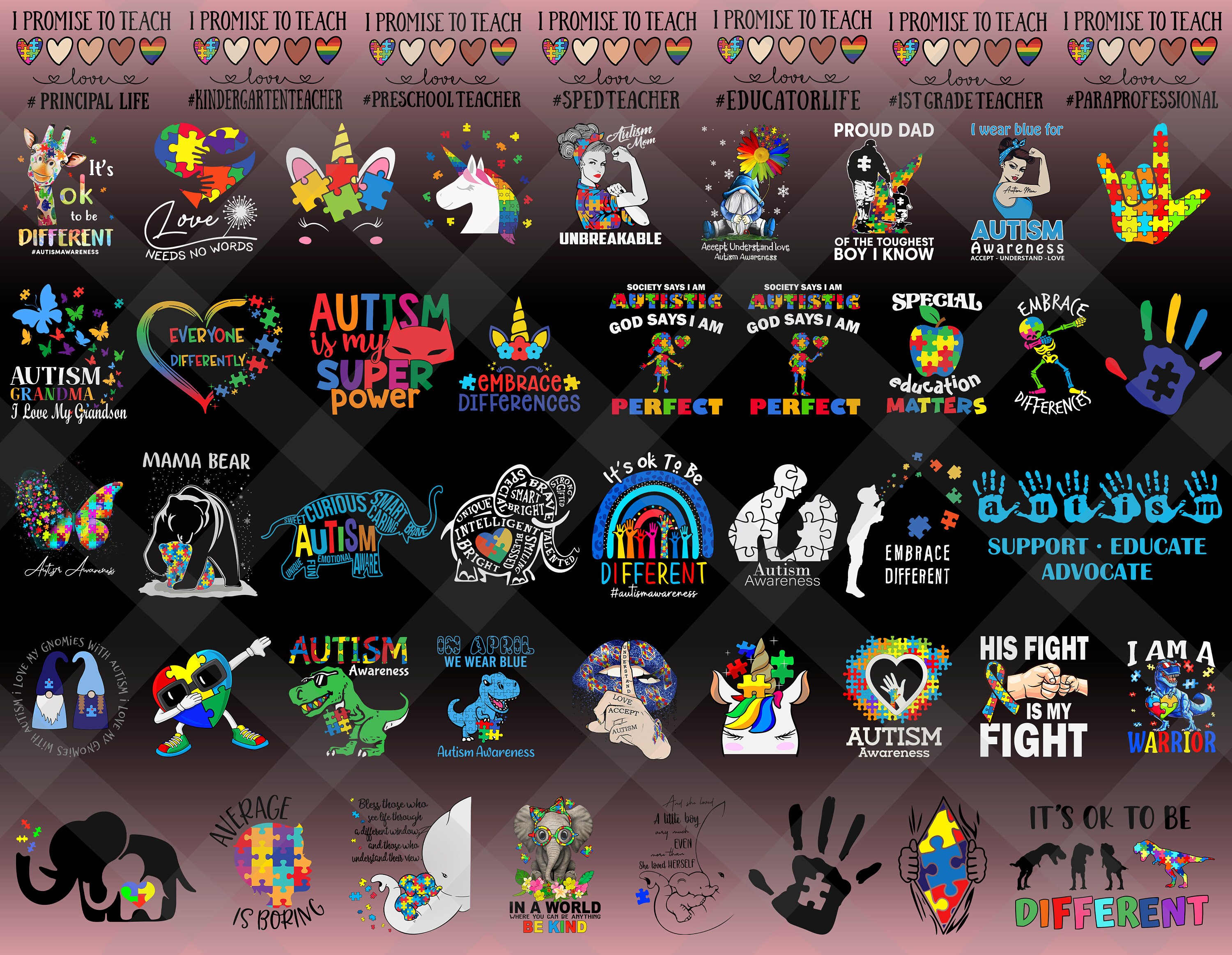 200 Autism Designs Bundle Autism Awareness Png Autism Quote - Etsy