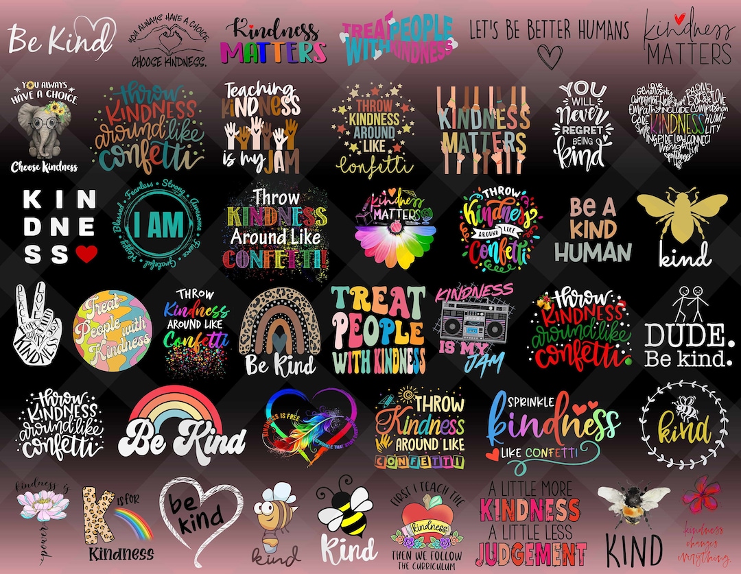 45+ Designs Kindness PNG Bundle, Kindness Groovy Png, Be Kind Png ...