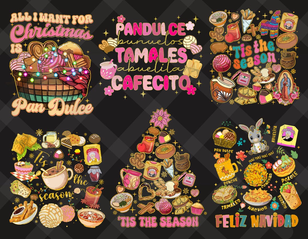 60+ Designs Tis the Season Mexican Christmas Bundle, Pan Dulce, Spanish ...