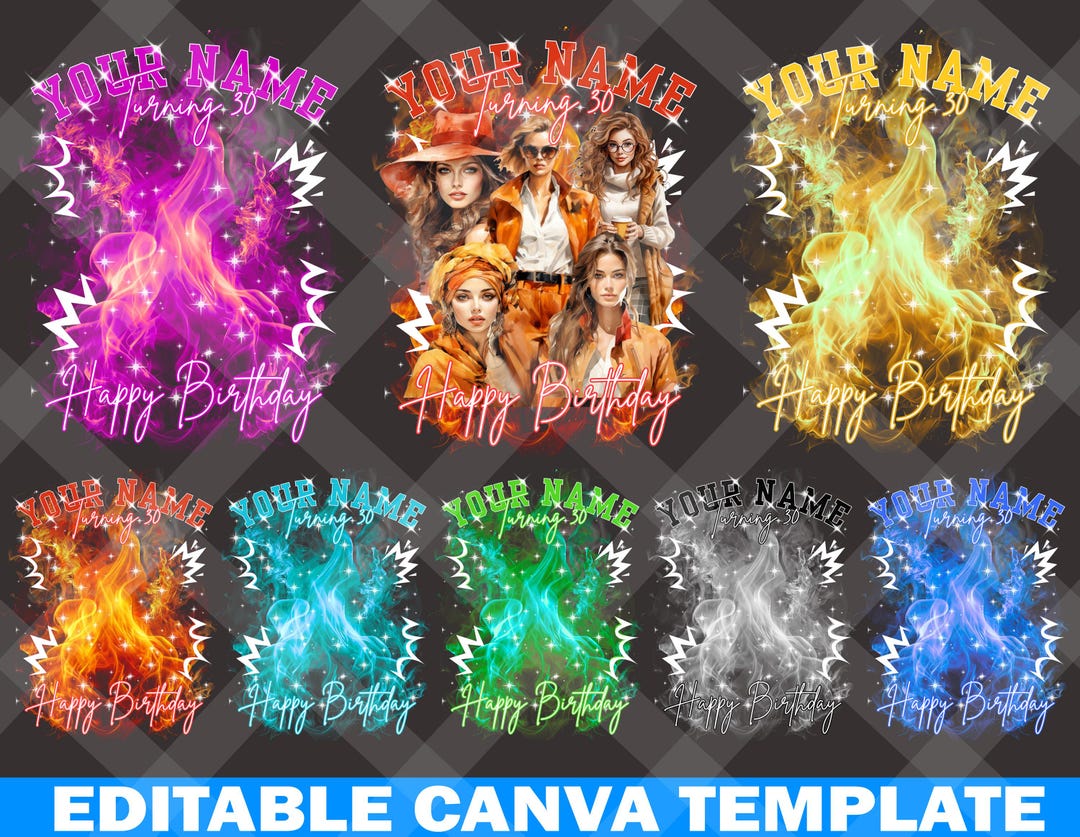 Birthday Bootleg Shirt Editable Canva Template, Party Custom DIY Tee ...