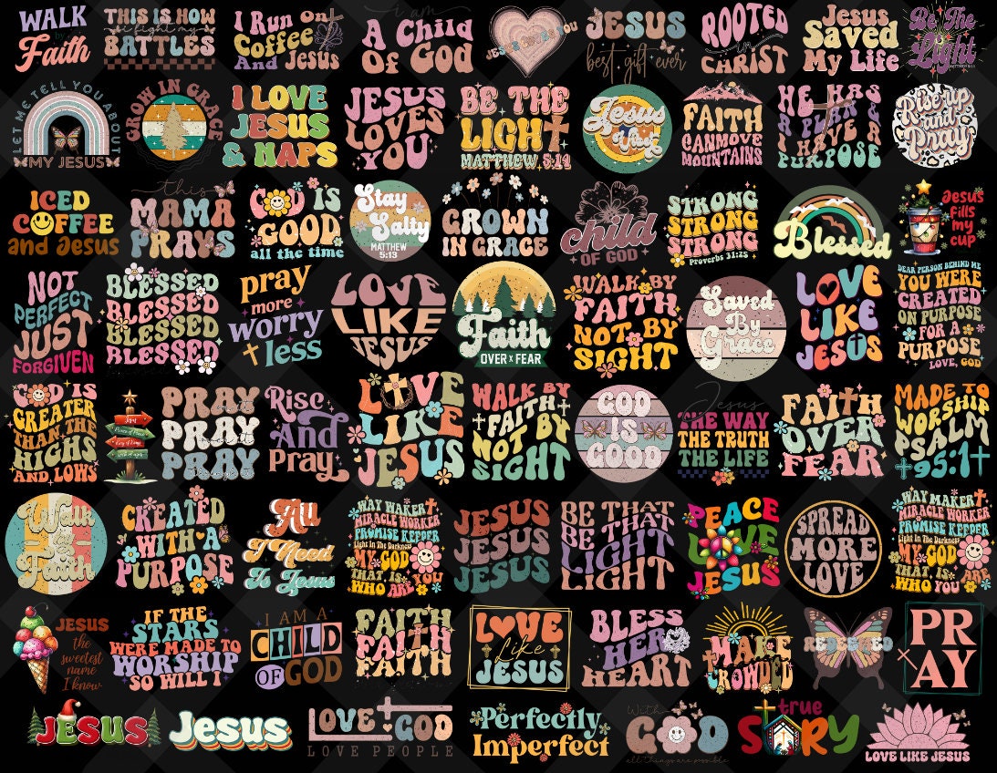 70+ Groovy Christian Png Bundle, Bible Verse Png, God Jesus Png, Psalm ...