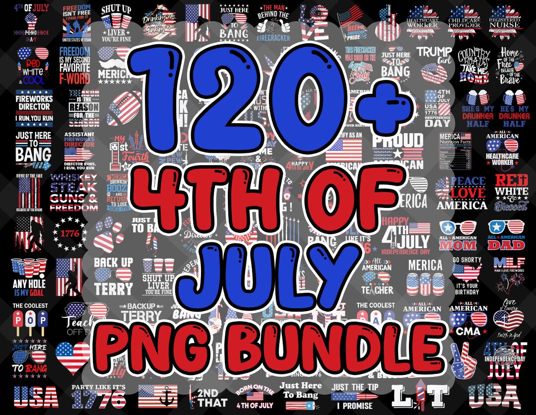 120+ Designs 4th of July Mega Bundle, Retro 4th of July PNG, Fourth of ...