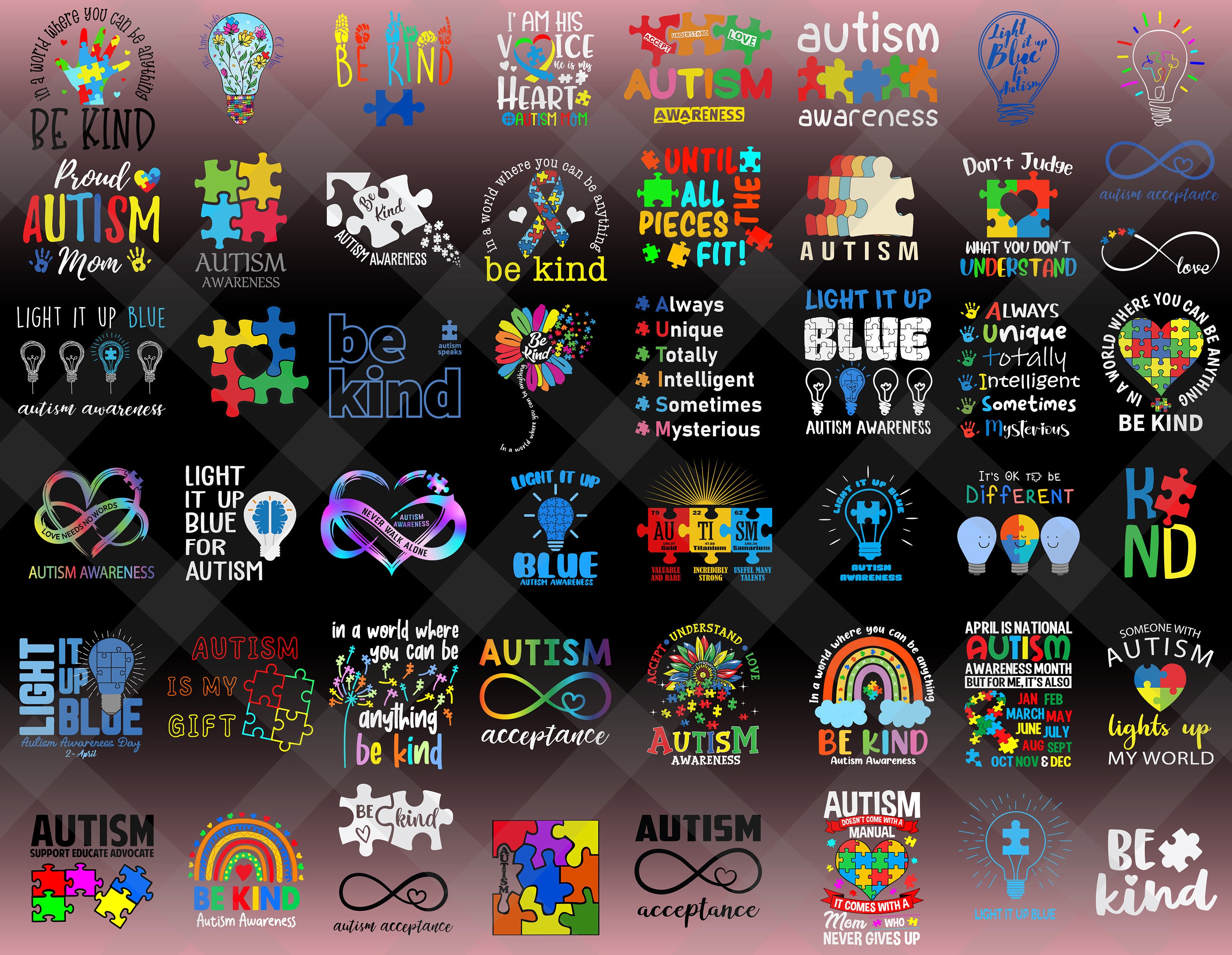200 Autism Designs Bundle Autism Awareness Png Autism Quote - Etsy
