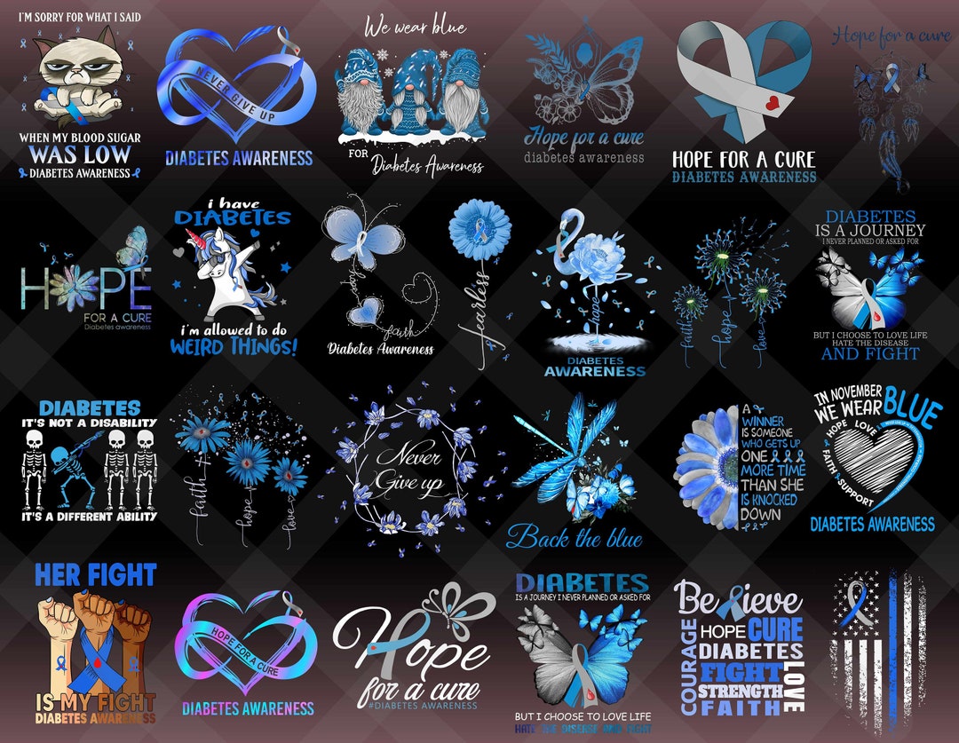 80+ Diabetes Awareness Designs Bundle Png, Diabetes Png, Blue Ribbon ...