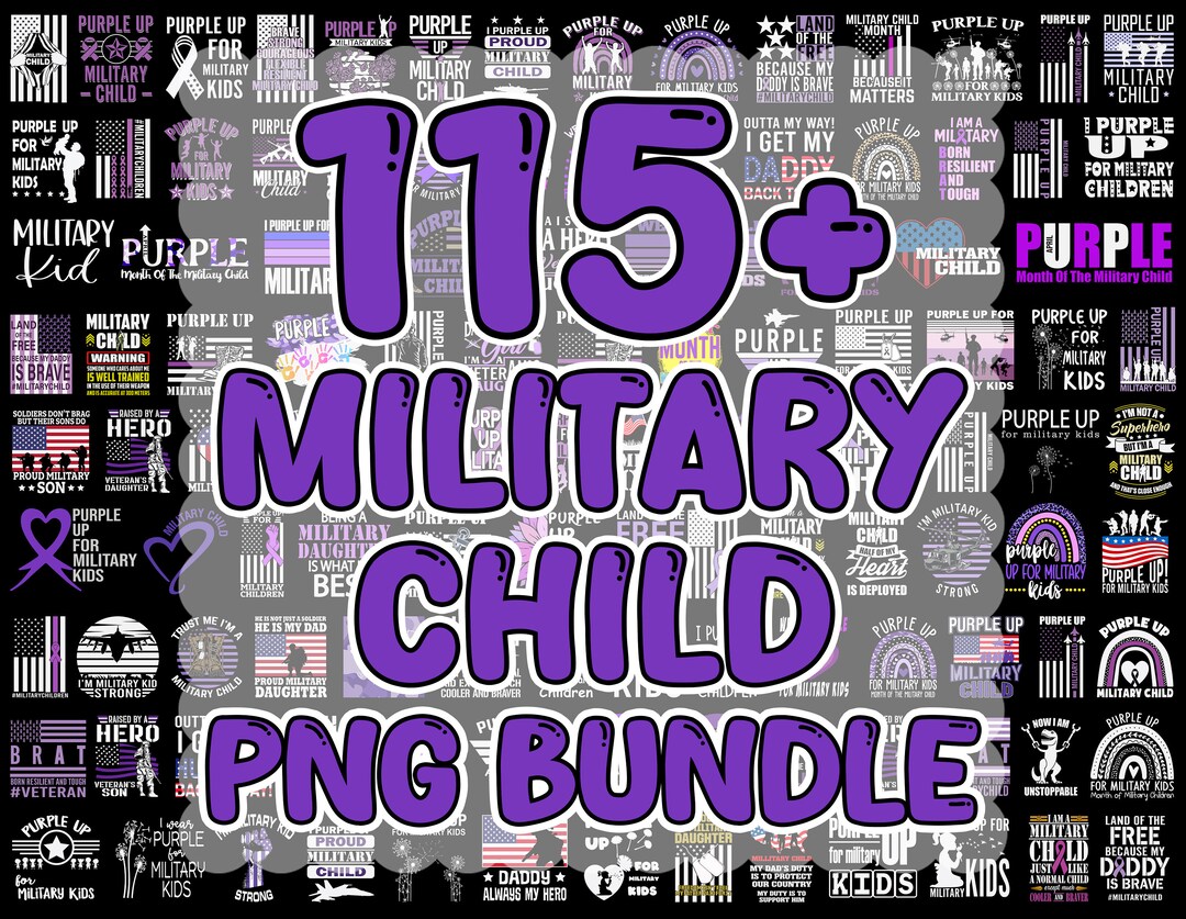 115+ Military Child Designs Bundle, Purple up Military Child, Month of ...