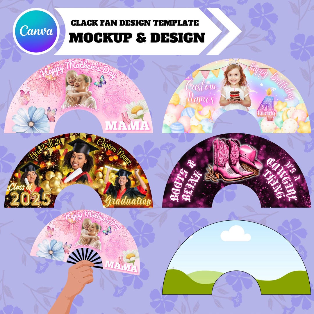 Pre-made Themed Clack Fan Design Canva Template, Fully Editable Drag ...
