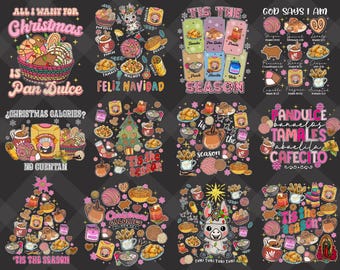 50+ Designs Feliz Navidad Mexican Christmas Bundle Png, Pan Dulce Png ...