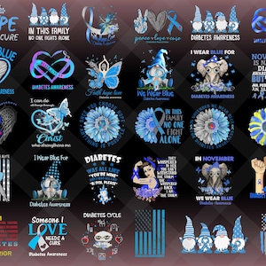 80+ Diabetes Awareness Designs Bundle Png, Diabetes Png, Blue Ribbon ...