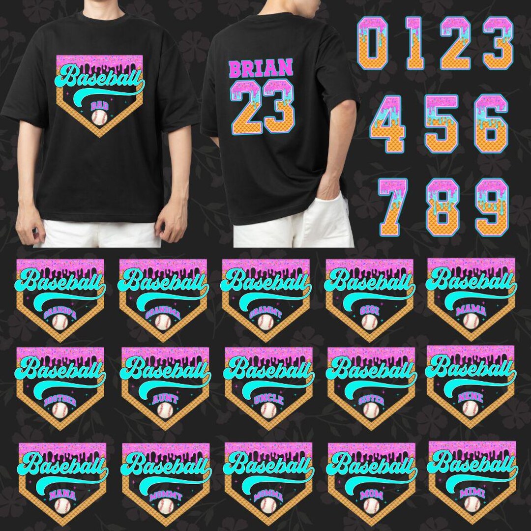 Personalized Baseball Drip Mama Png, Team Mom Png, Ice Cream Drip Tball ...