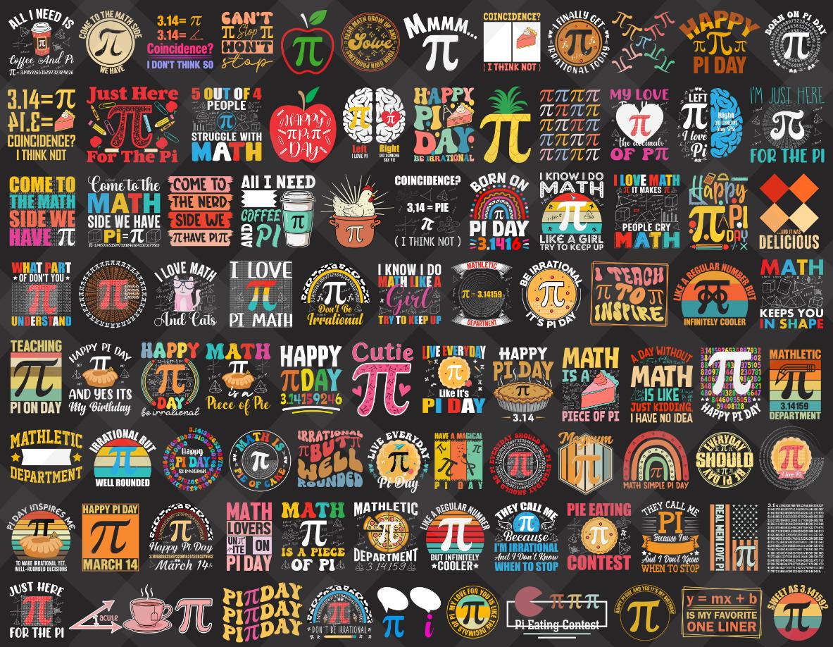 90+ Designs Happy Pi Day SVG PNG Bundle, Pi Day, Funny Math Gift, Funny ...