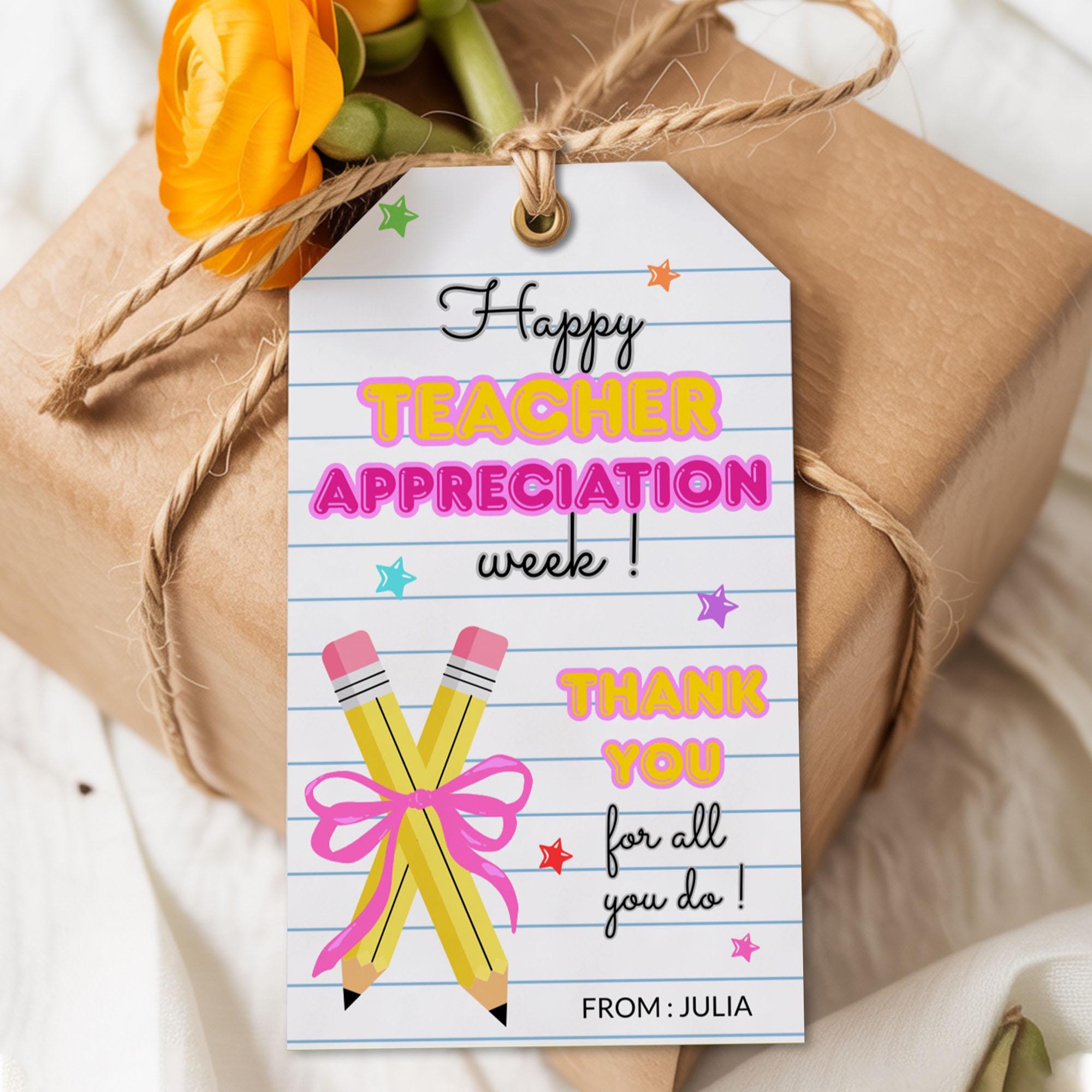 8+ Teacher Appreciation Gift Tags Editable Canva Template, Thank You ...