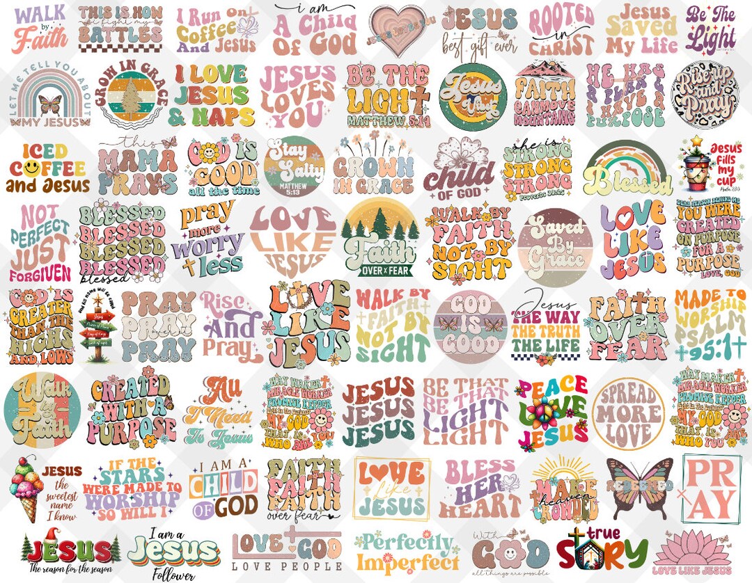 70+ Groovy Christian Png Bundle, Bible Verse Png, God Jesus Png, Psalm ...