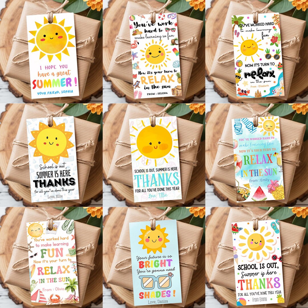 8+ Printable/editable Summer Teacher Appreciation Gift Tag Kids Your ...