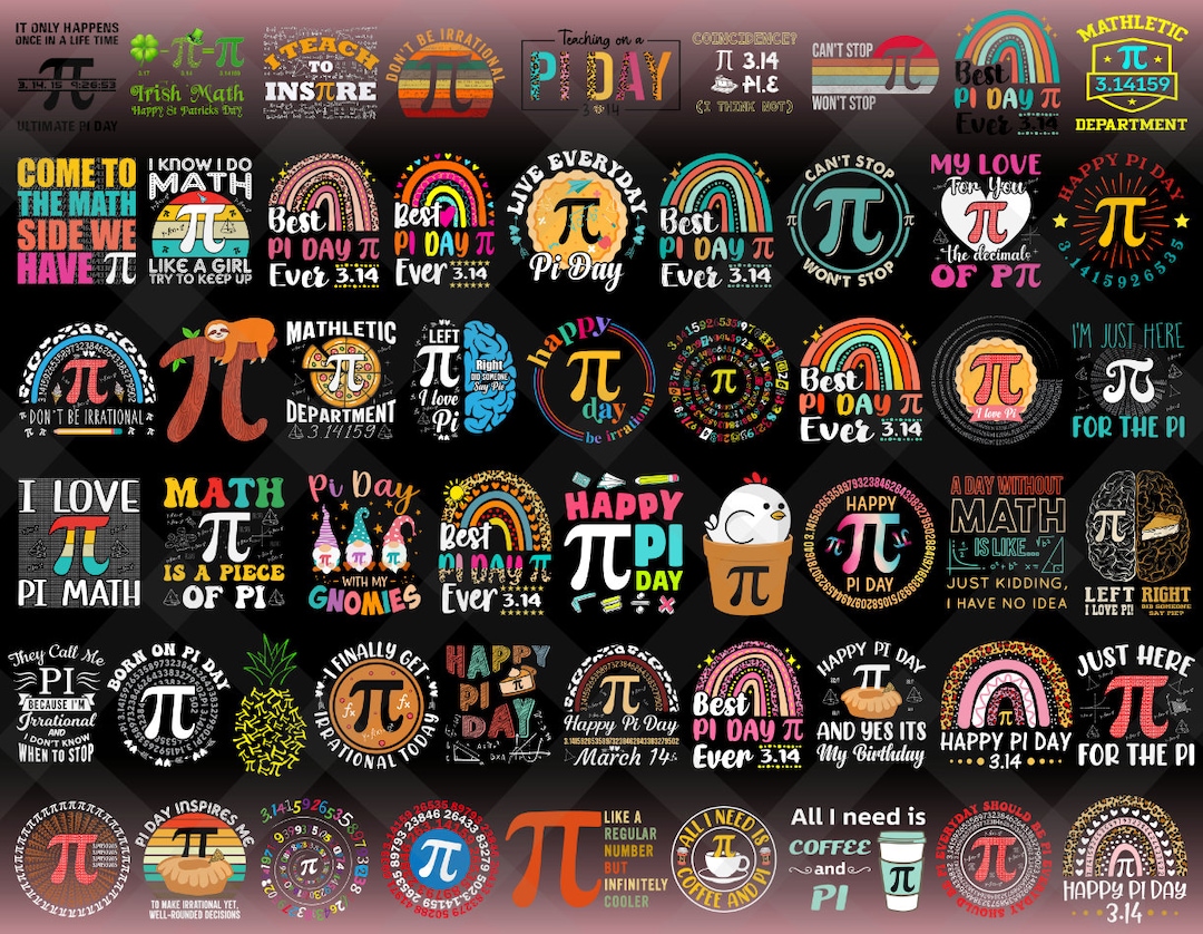 60+ Designs Happy Pi Day PNG Bundle, Pi Day, Funny Math Gift, Funny Pi ...
