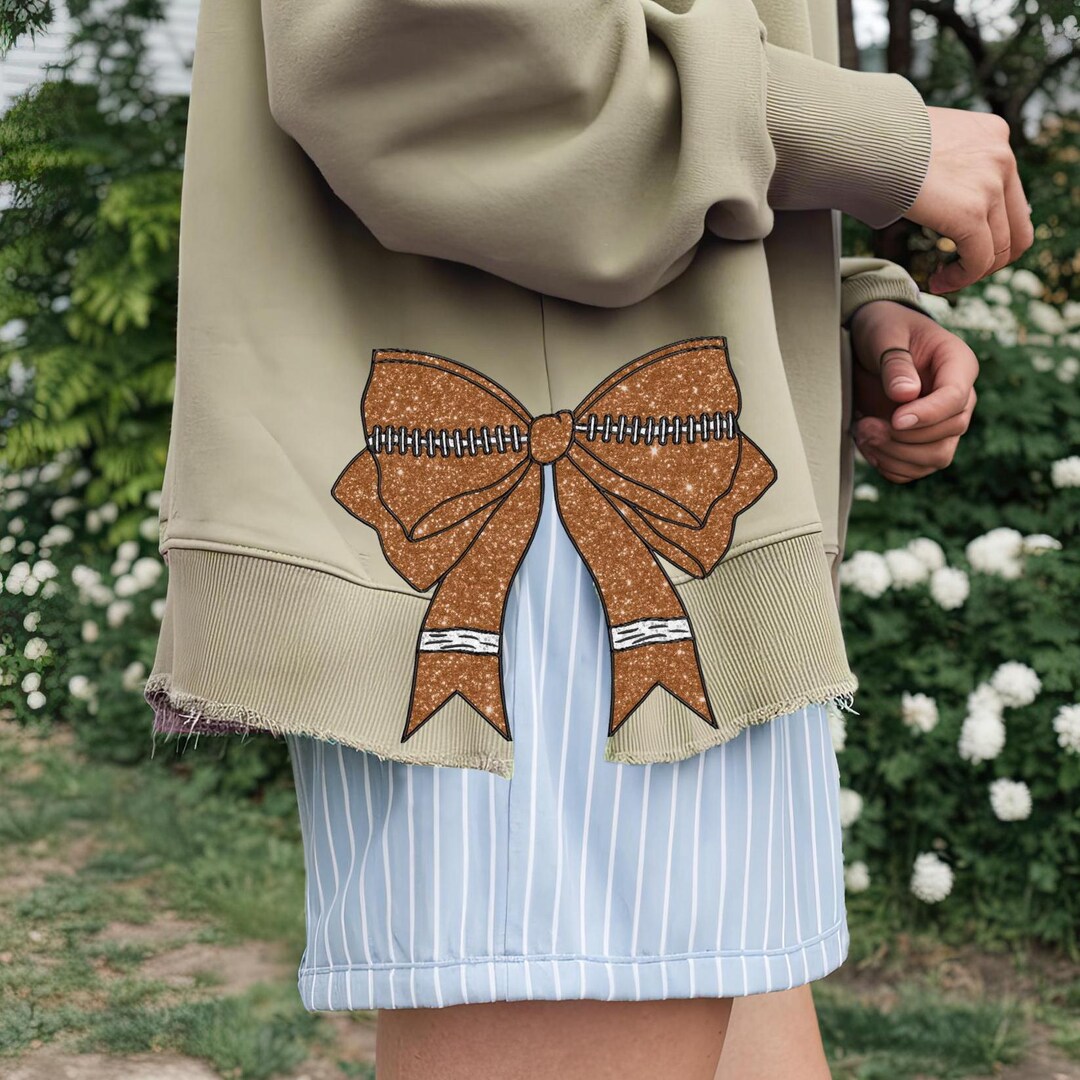 Football Side Bow Applique Side Bow Machine Embroidery Designs Wide ...