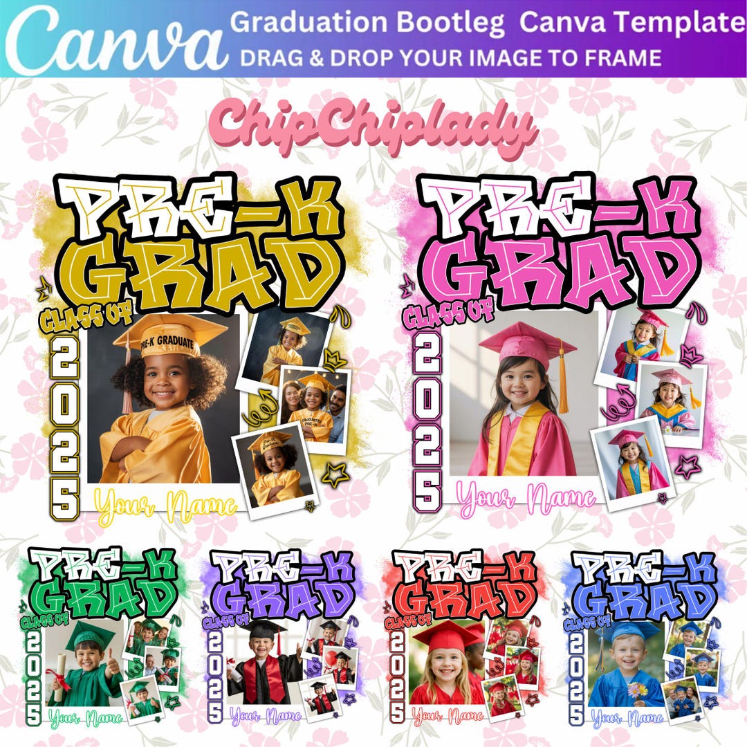 Bundle Canva Template Pre-k Graduation Insert Photos Editable, Pre-k ...