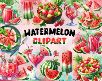 Watermelon Watercolor, Clipart Bundle, Digital Png Summer, for Instant ...
