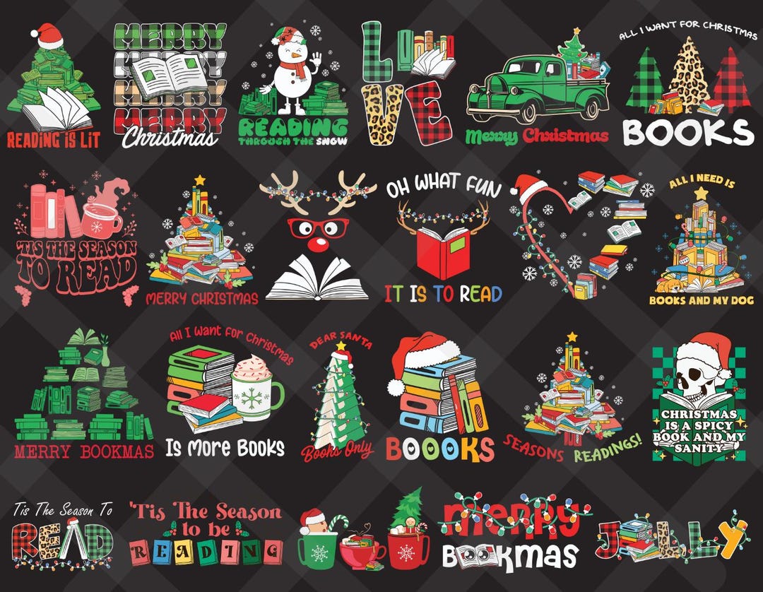 40+ Designs Book Lovers Christmas Png, All Booked for Christmas ...