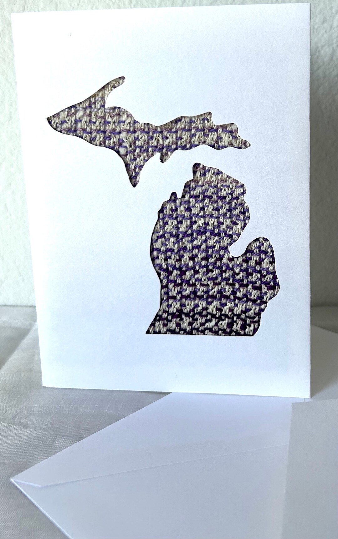 The Michigan Card, Handwoven, Handmade, Signed, Various Colors, White ...