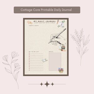 Cottage Core Printable Daily Journal, Digital Download, Vintage Theme ...