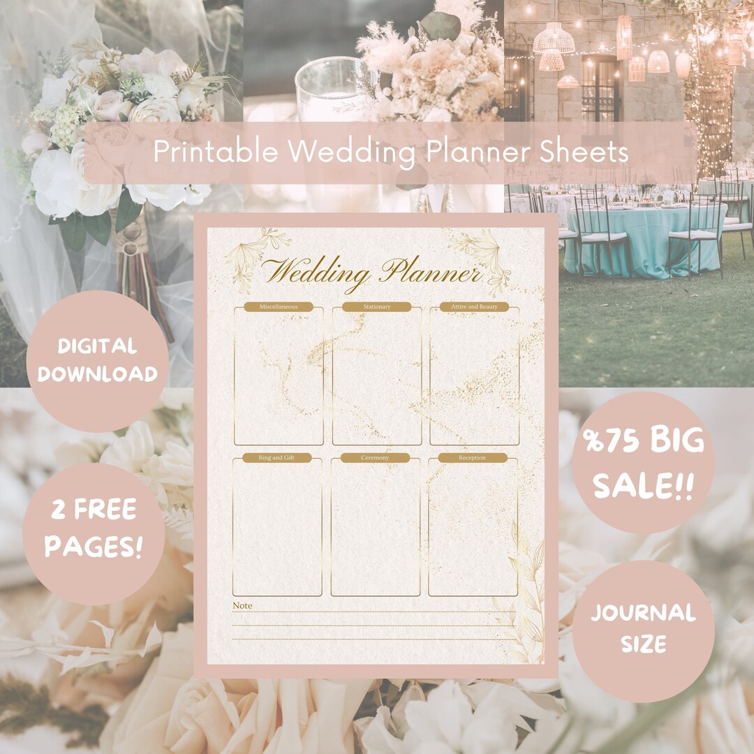 Printable Wedding Planner Wedding Plan Organizer Set Wedding Bundle ...