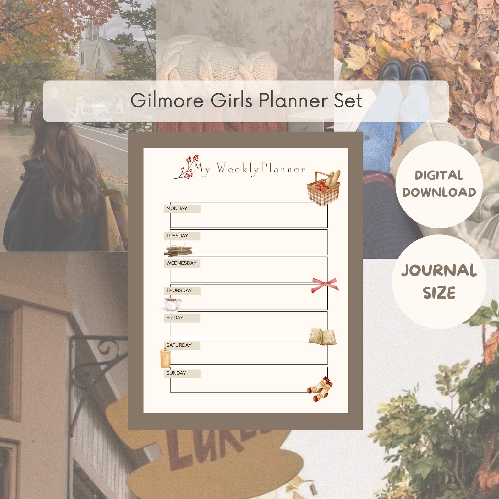 GILMORE GIRLS Planner Set, Reading Tracker, Weekly Planner, Autumn Fall ...