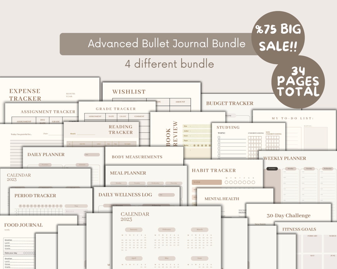 Advanced Bullet Journal Bundle Printablemood Trackershabit ...