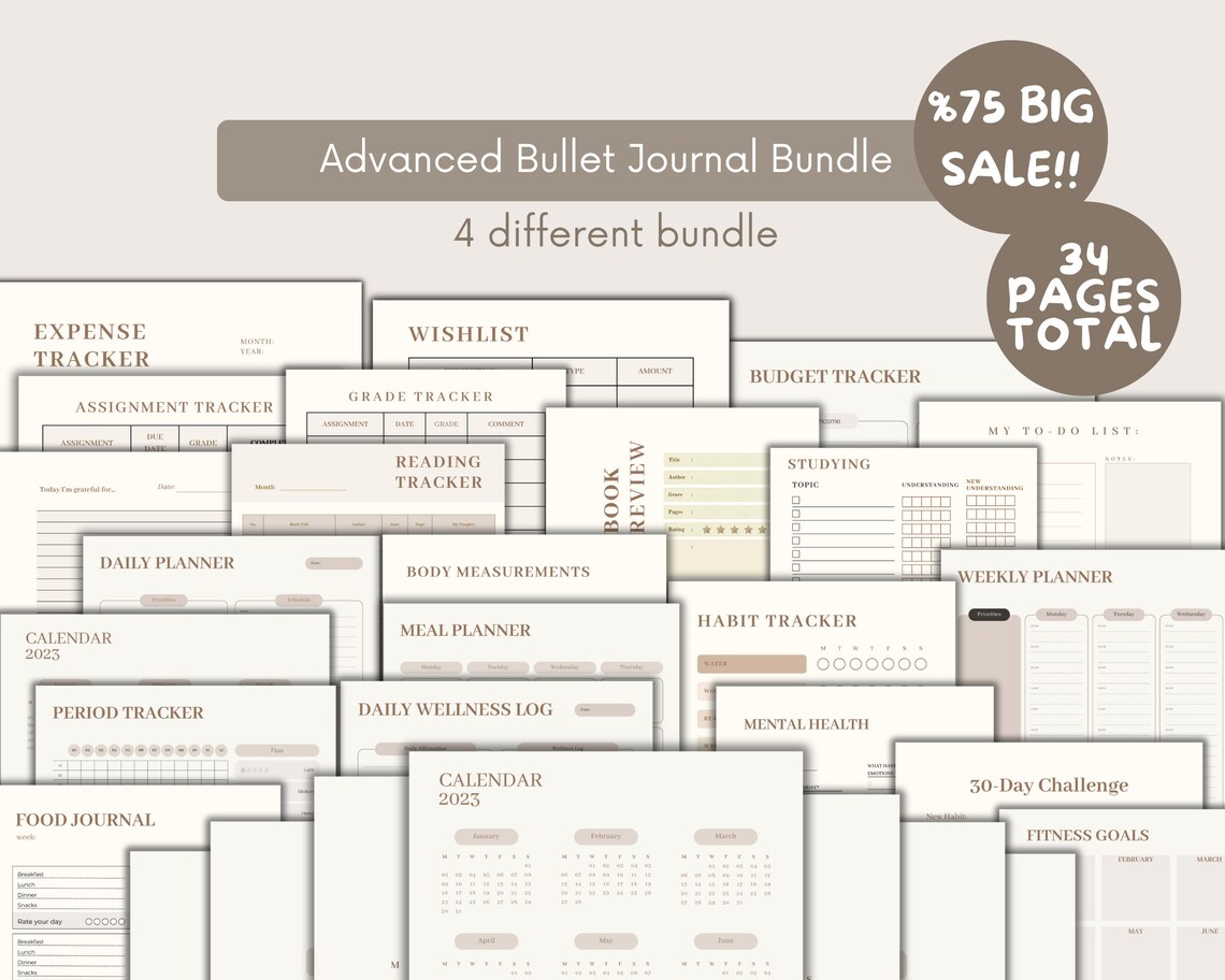 Advanced Bullet Journal Bundle Printablemood Trackershabit ...