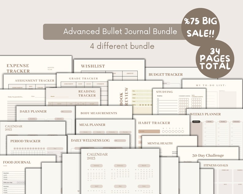 Advanced Bullet Journal Bundle Printablemood Trackershabit ...