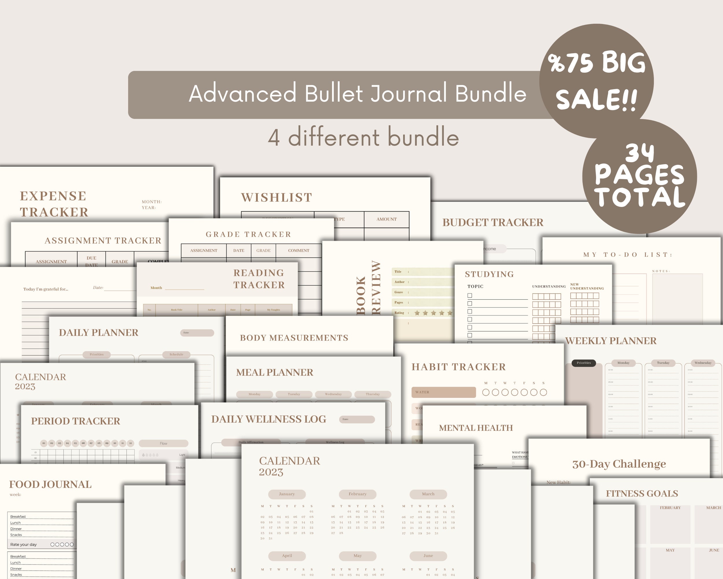 Advanced Bullet Journal Bundle Printablemood Trackershabit ...