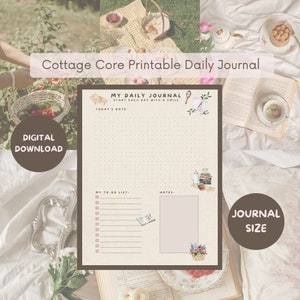 Cottage Core Printable Daily Journal, Digital Download, Vintage Theme ...