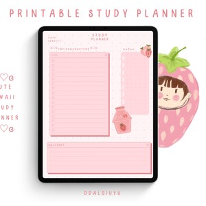 Printable Study Planner, Cute Study Planner, Kawaii Study Planner ...
