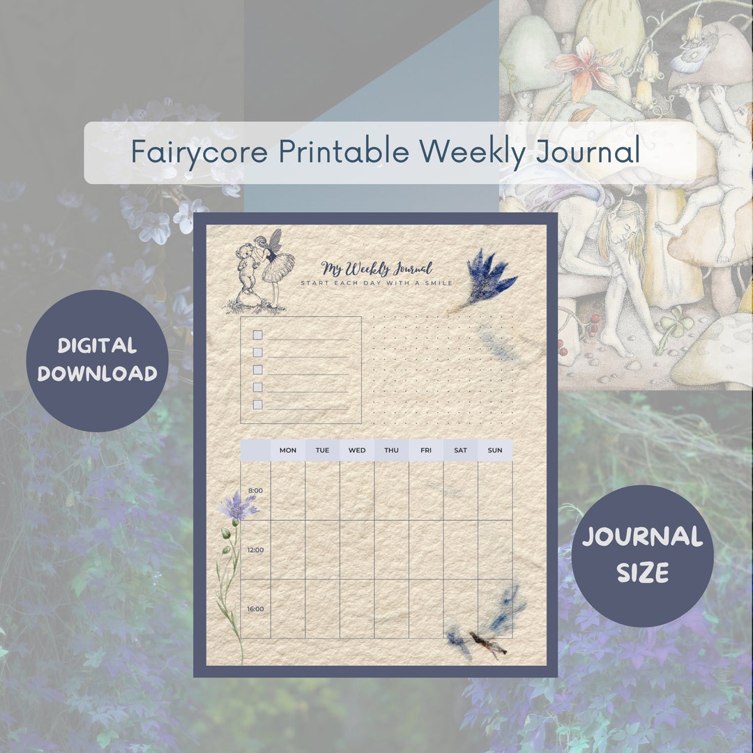 Fairy Core Printable Weekly Journal Weekly Habit Tracker - Etsy