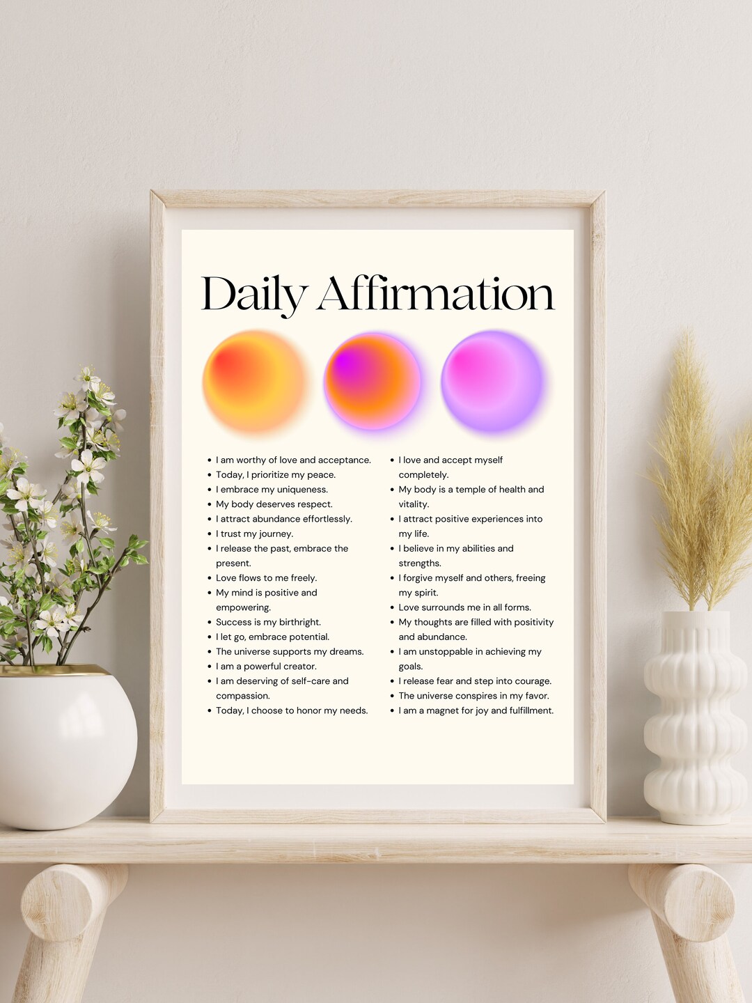 Daily Affirmations Aura Poster, Affirmation Print, Spiritual Poster ...