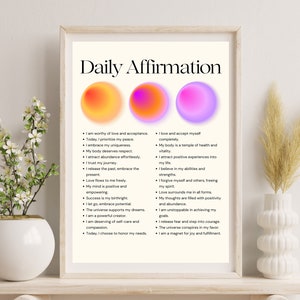 Daily Affirmations Aura Poster, Affirmation Print, Spiritual Poster ...