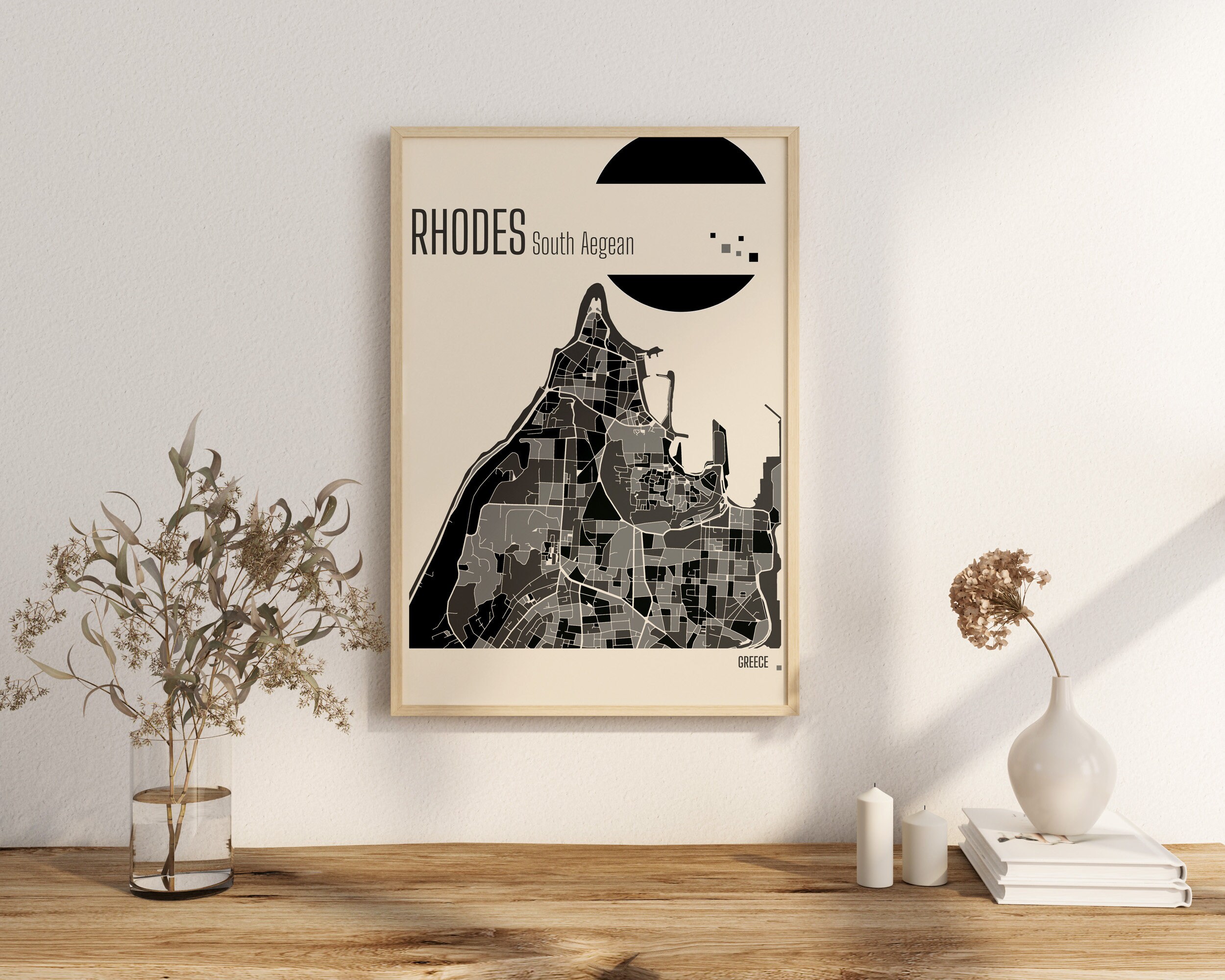 Imprimir mapa RODAS Mapa de la ciudad del sur del Egeo - Etsy México