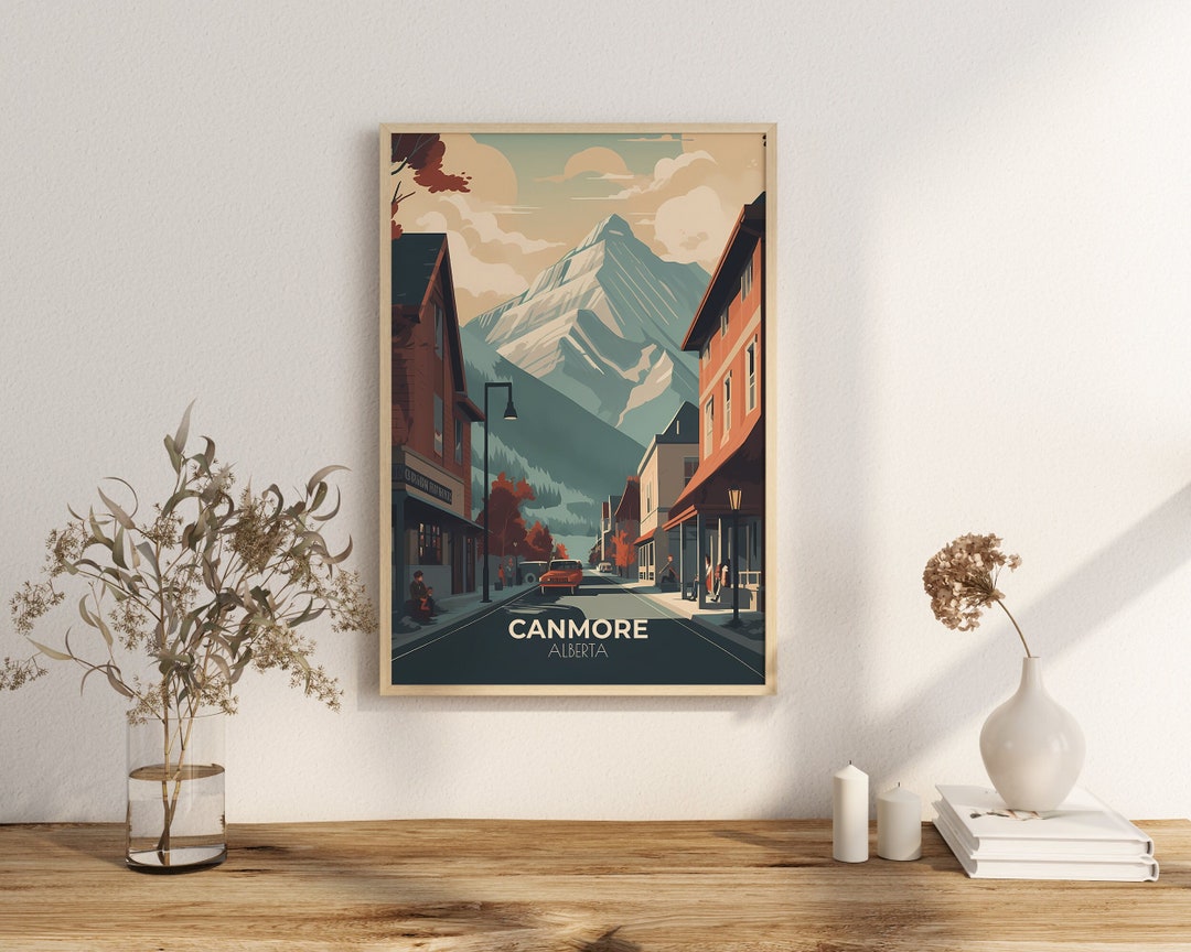 Print Canmore, Alberta Poster Alberta Mountain Climbing Alberta Poster ...