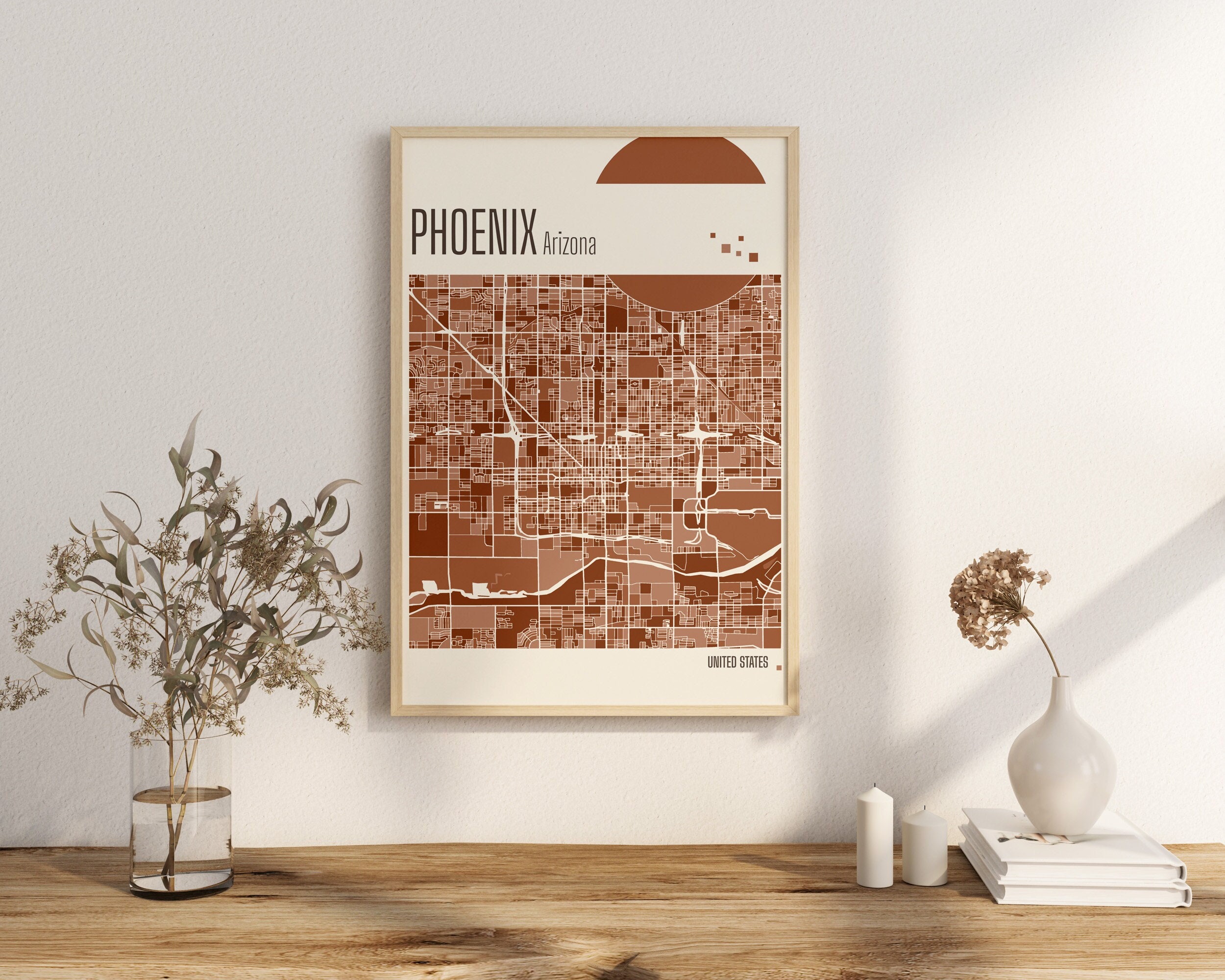 Print Map Phoenix Arizona City Maps United States City Map - Etsy