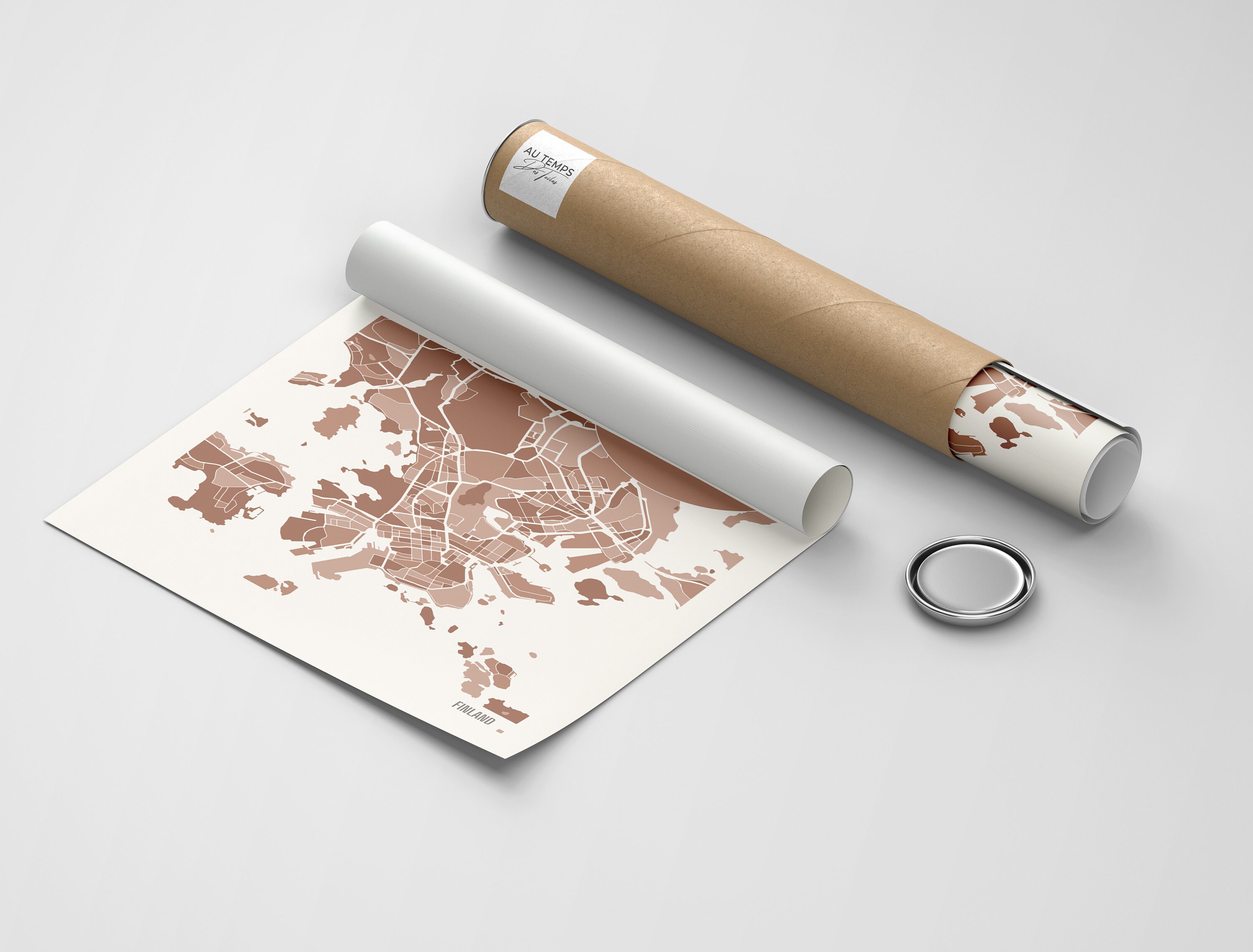Print Map HELSINKI Uusimaa City Map Terracotta Prints Green - Etsy