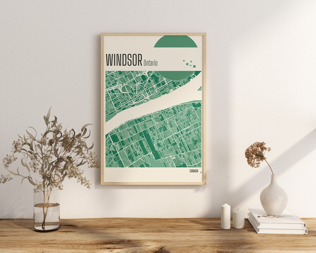 Print Map Windsor Ontario City Maps Canada City Map Terracotta Prints ...