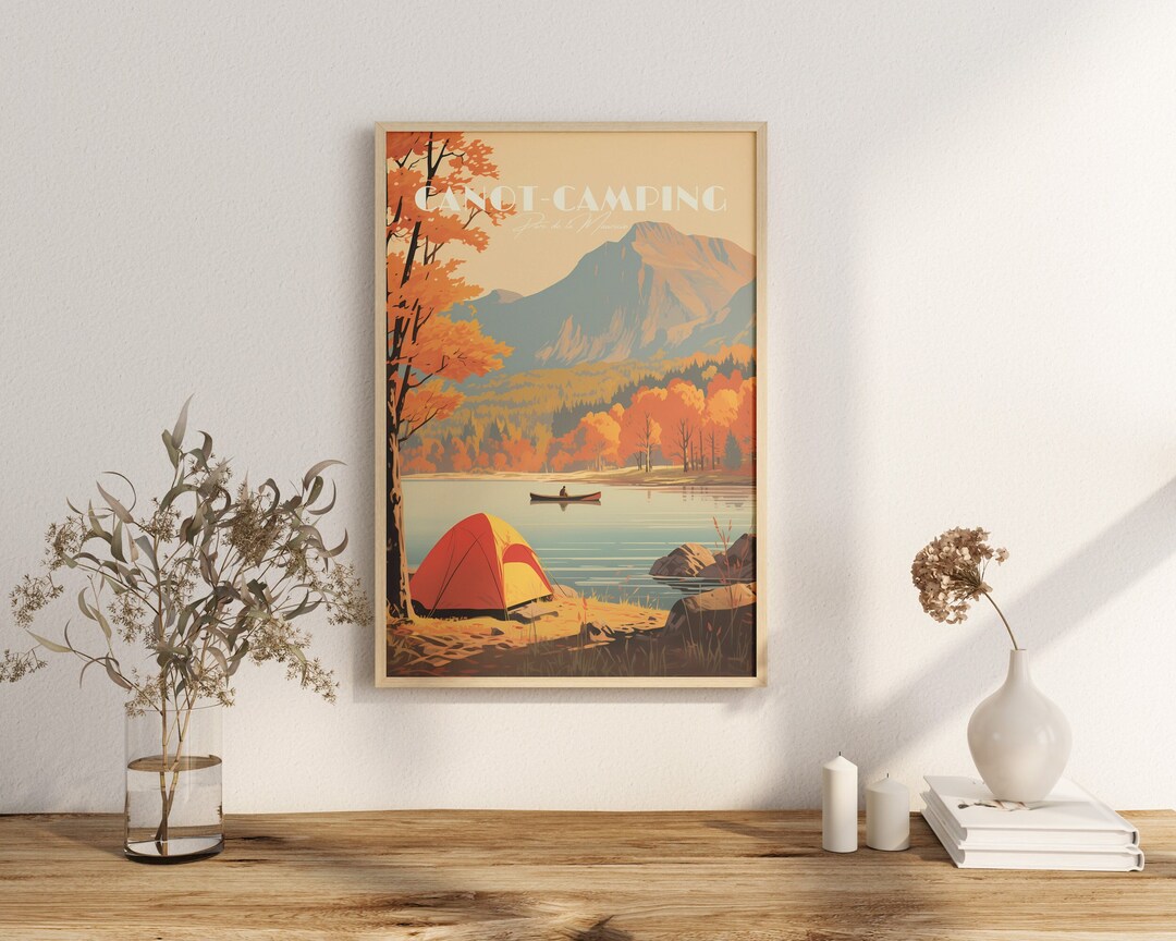 Print Canoe Camping, Mauricie Park Poster, National Park Quebec - Wall ...
