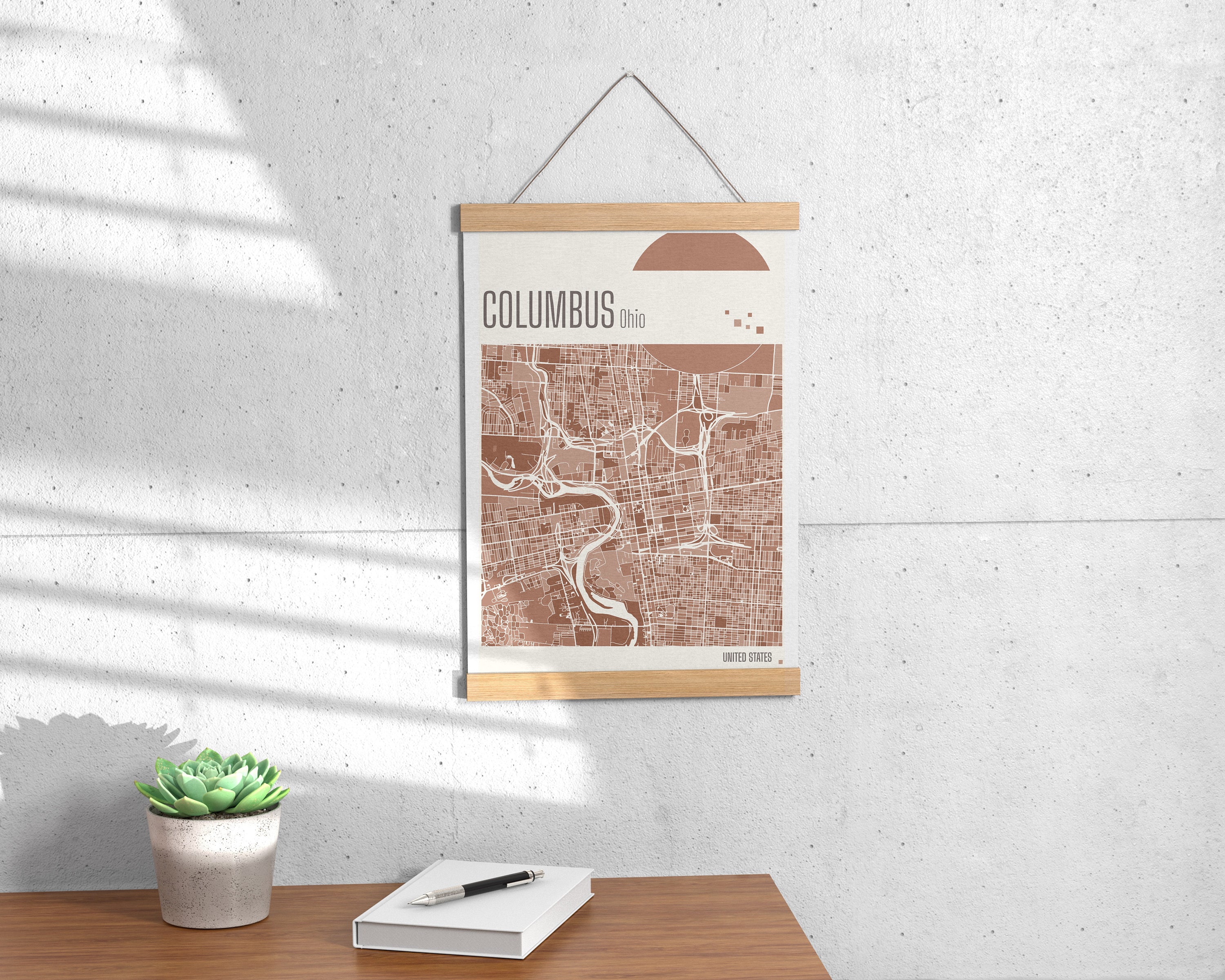 Print Map COLUMBUS Ohio City Map Terracotta Prints Green and - Etsy