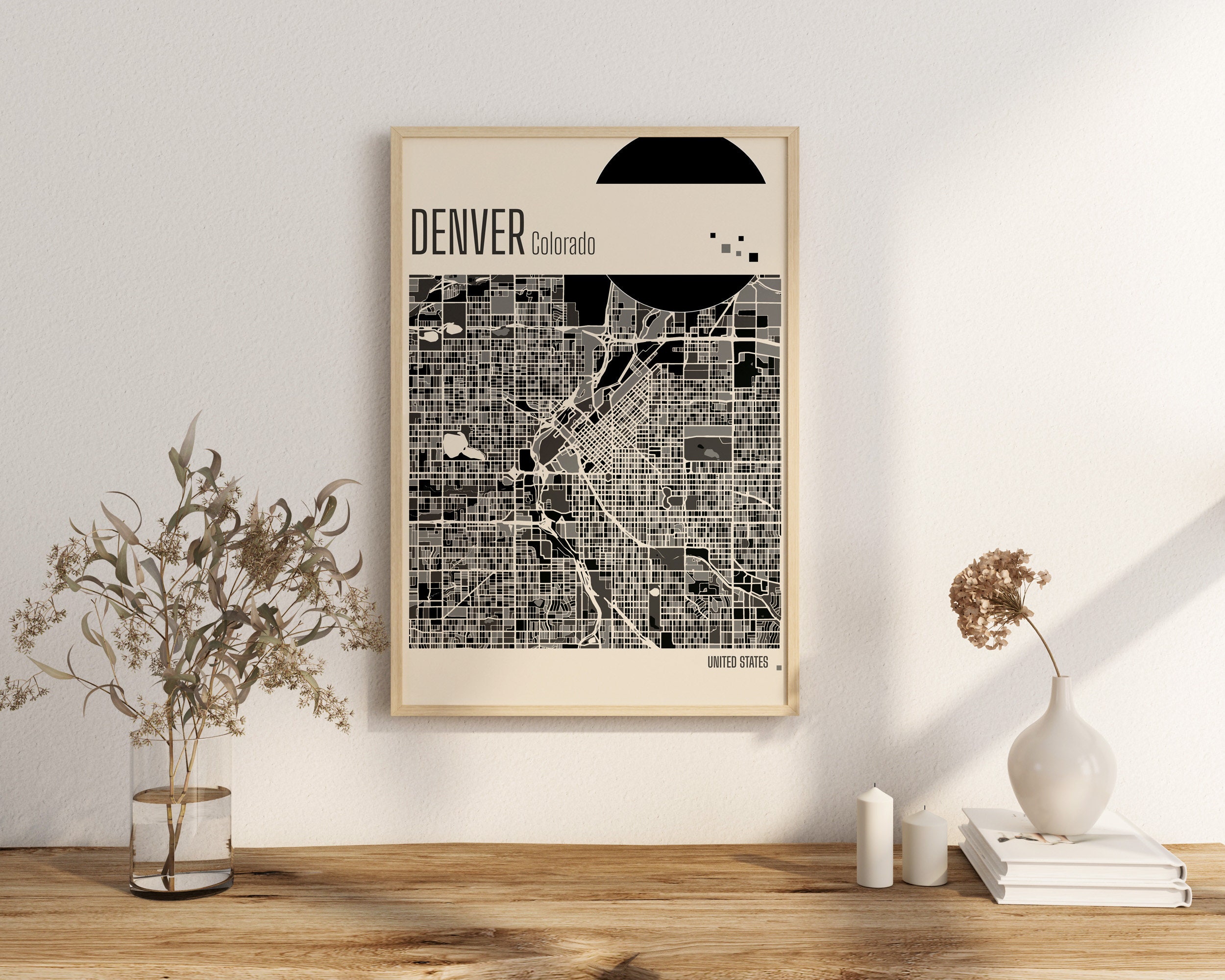 Print Map Denver Colorado City Map Terracotta Prints Green and - Etsy