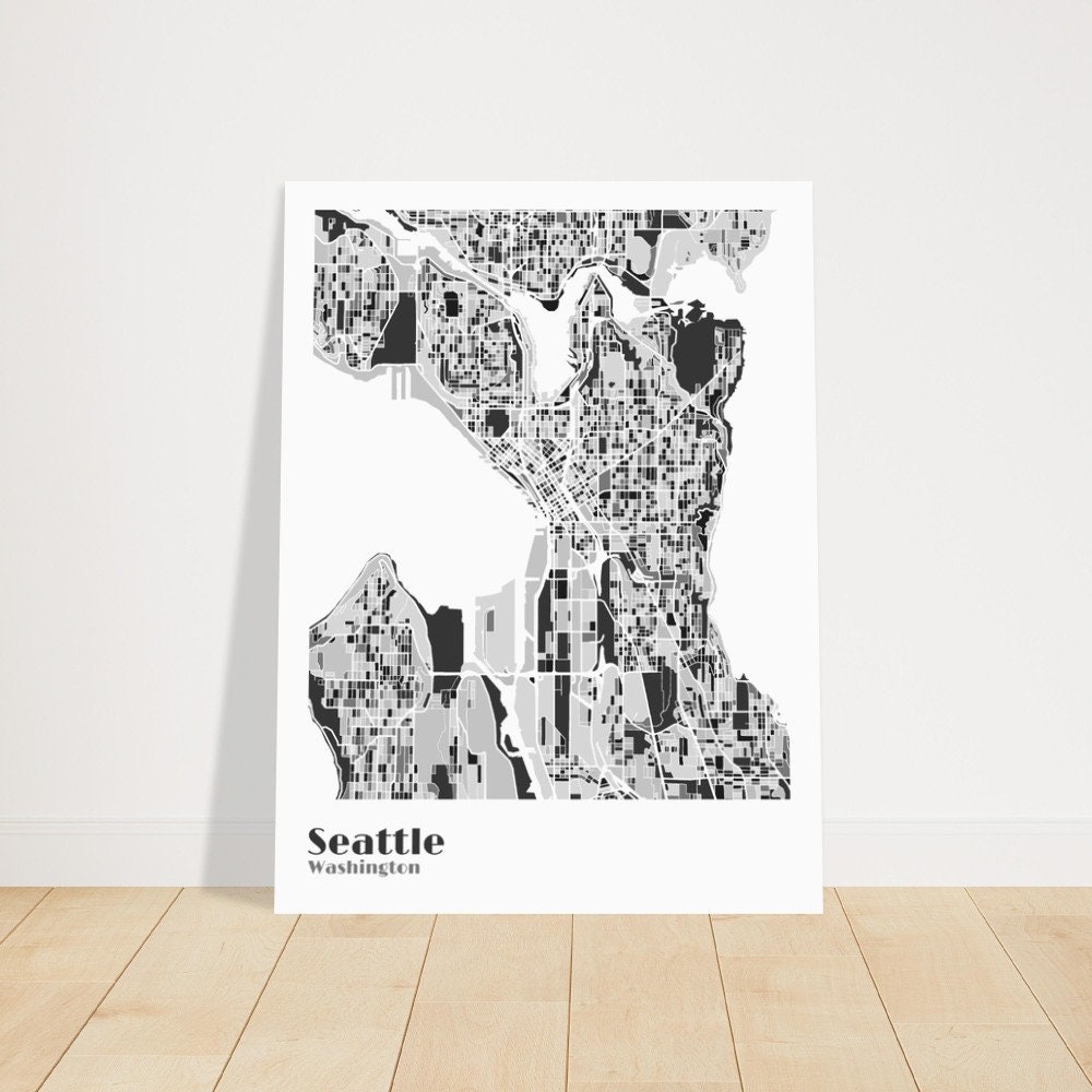 Imprimir Mapa Seattle Imprimir Mapas de la ciudad de - Etsy México