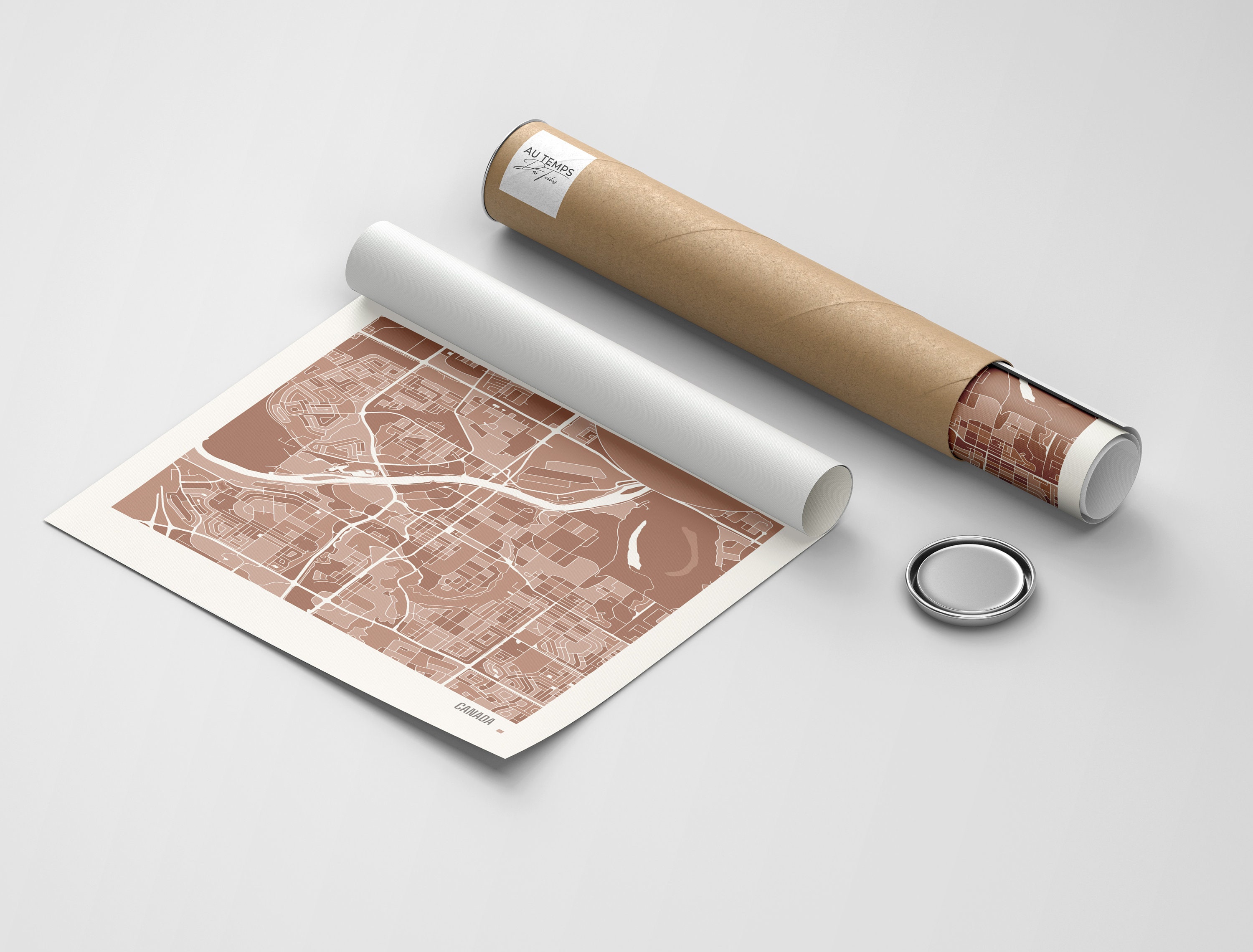 Print Map Red Deer Alberta City Maps Canada City Map Terracotta Prints ...